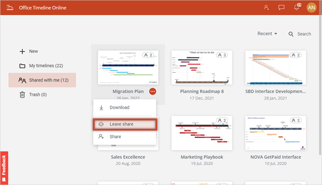 How to share and collaborate on a timeline