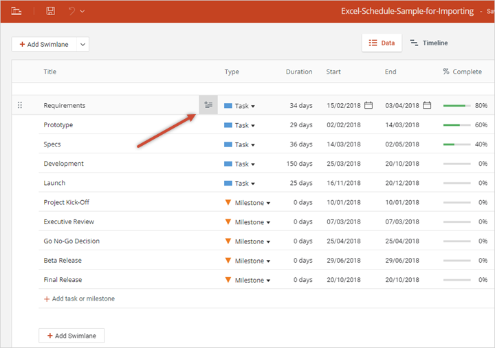 How to add notes to milestones or tasks