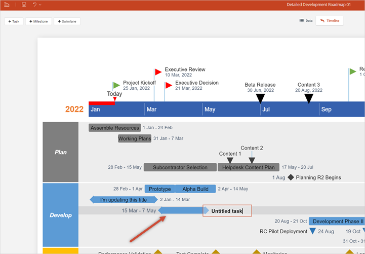 How to add, edit or remove data in the Timeline View