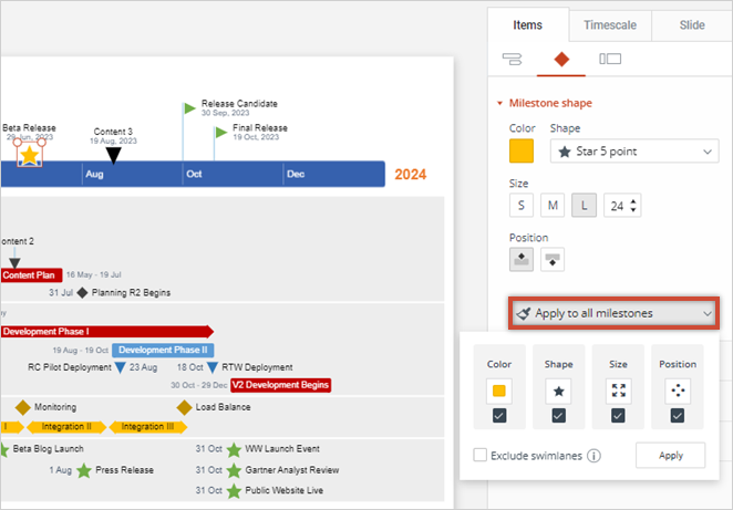 How to customize multiple timeline objects simultaneously
