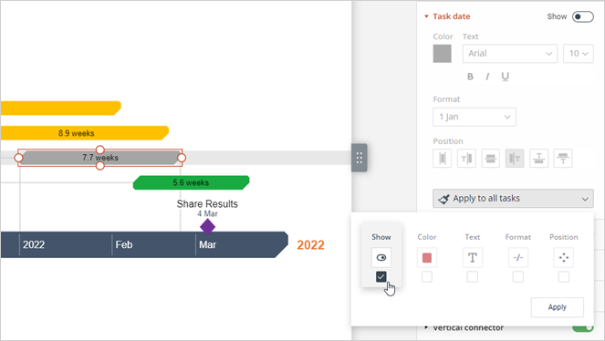 How to hide or unhide timeline elements