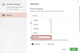 Change the language of your timeline