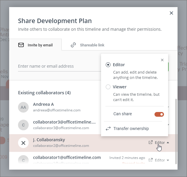 How to share and collaborate on a timeline
