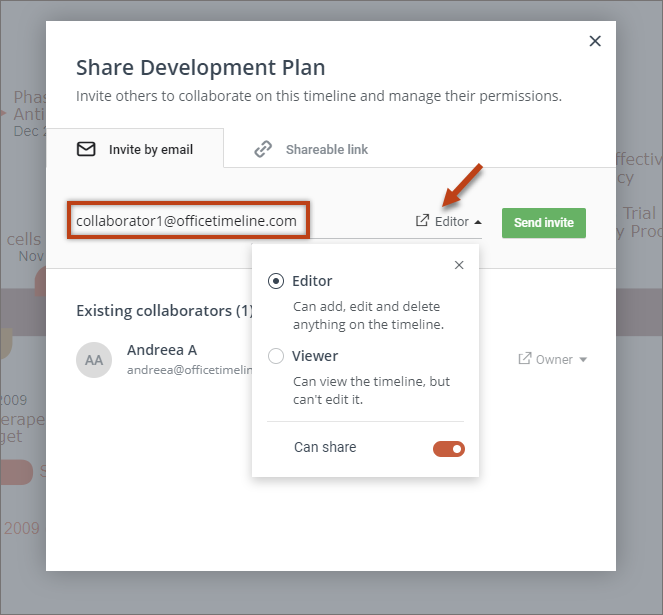 How to share and collaborate on a timeline