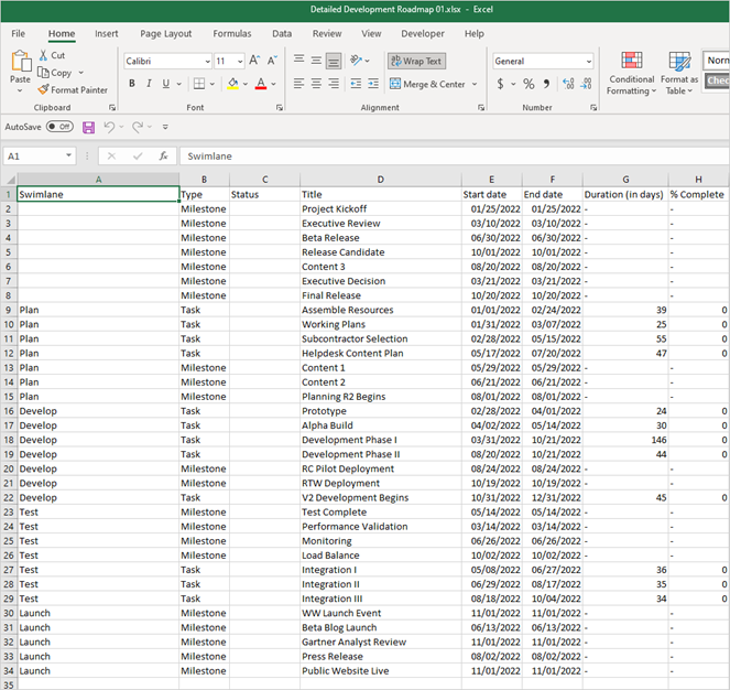 Export your timeline data to Excel