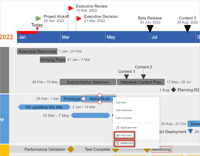 How to add, edit or remove data in the Timeline View