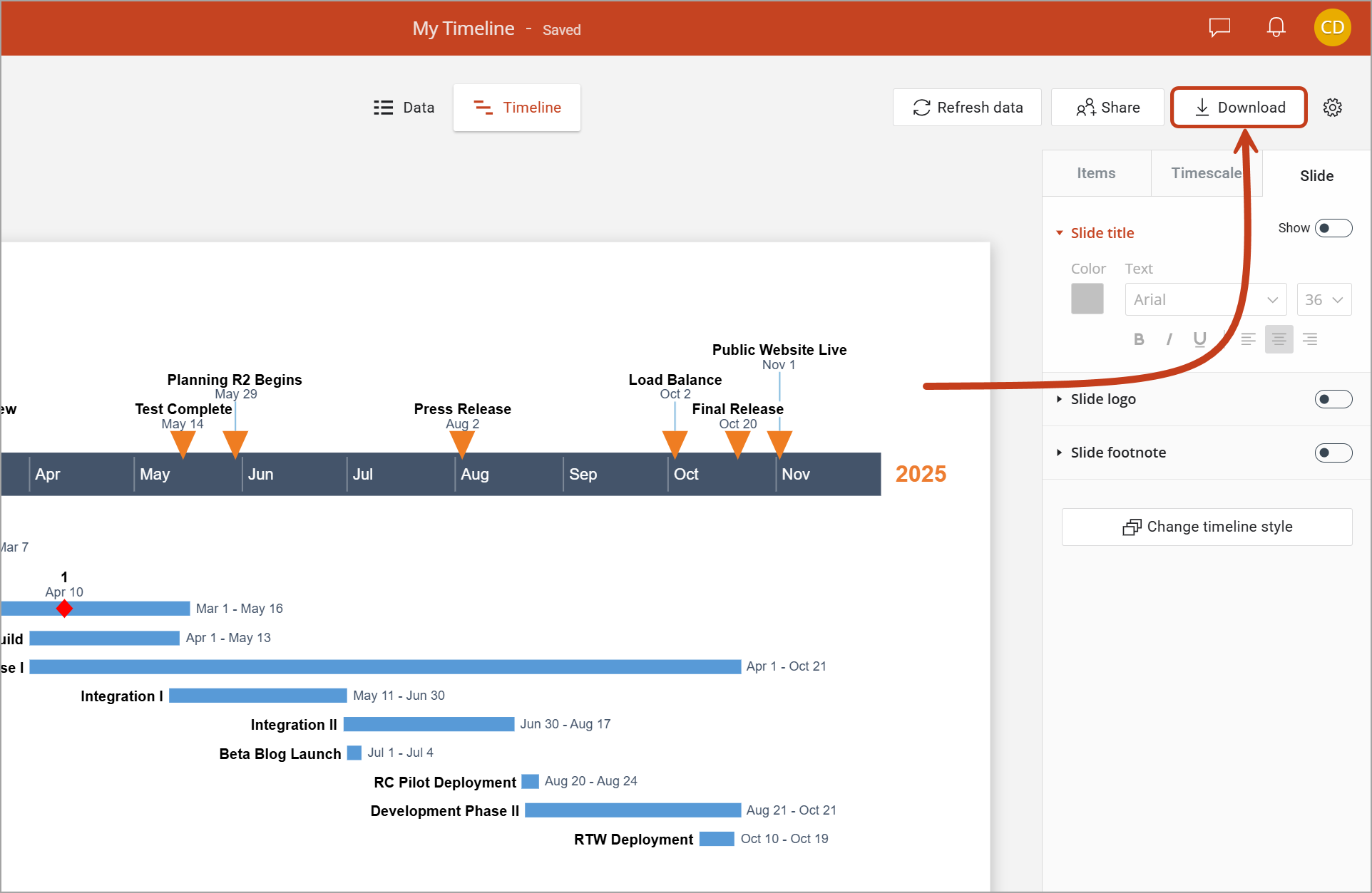 Export your timeline as an image file