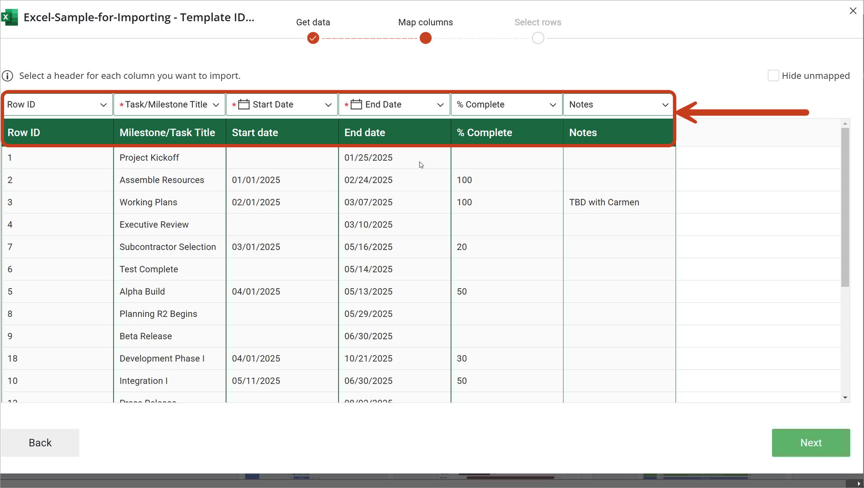 How to import Excel data into Office Timeline Online