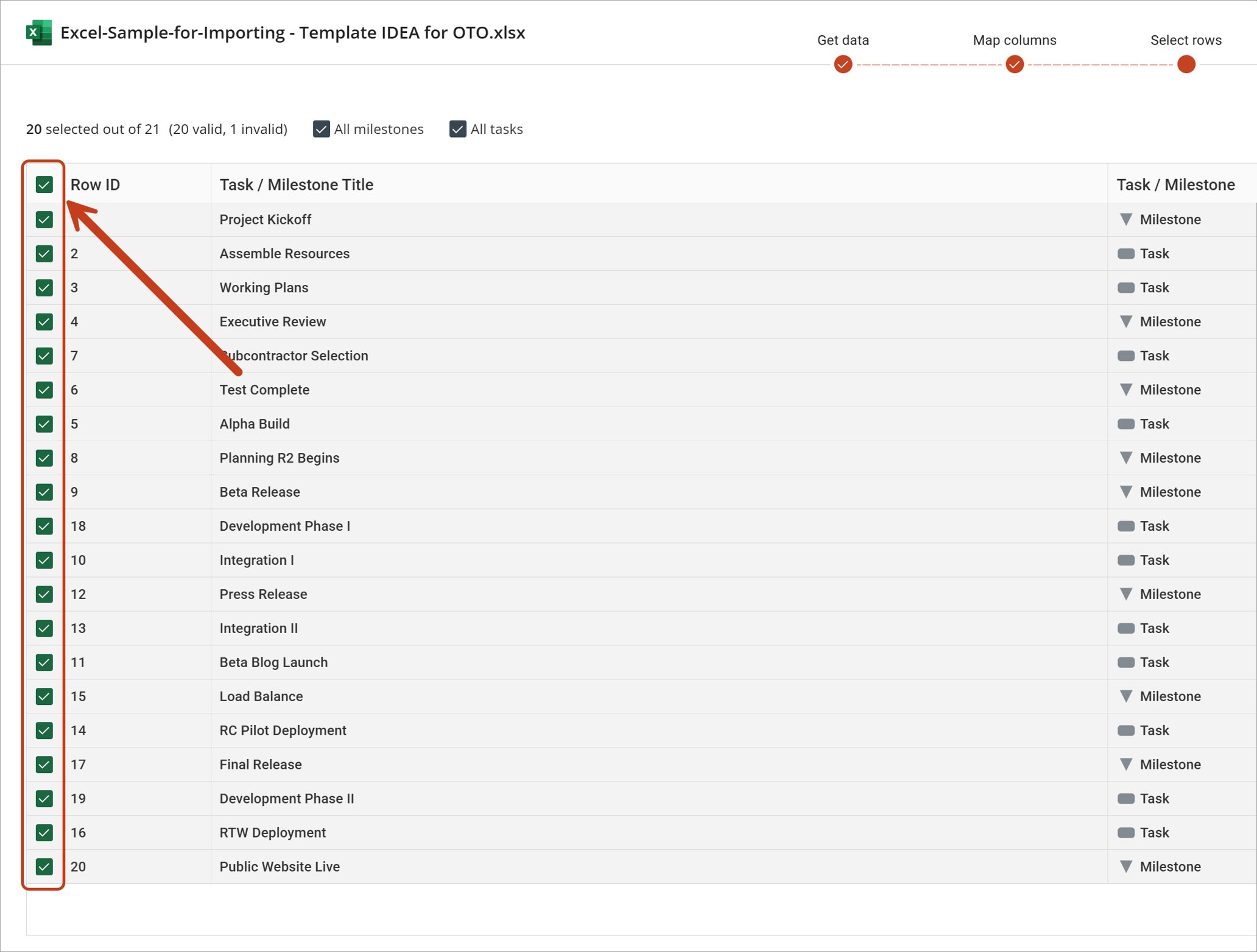 How to import Excel data into Office Timeline Online