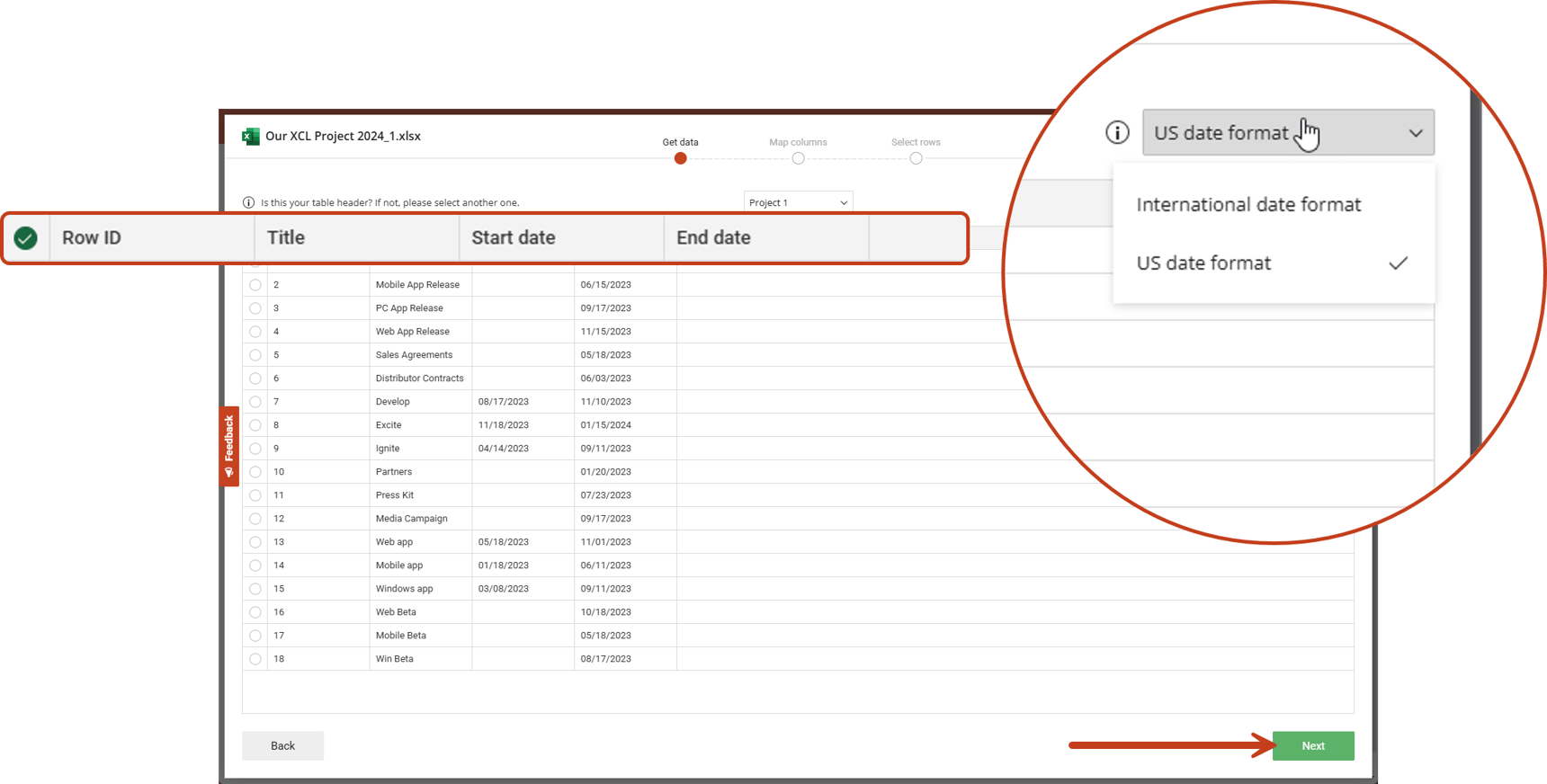 How to import Excel data into Office Timeline Online