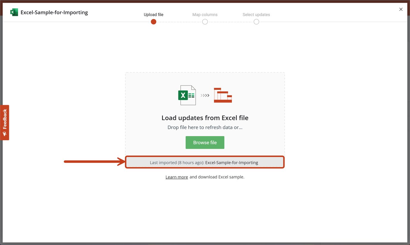Refresh data imported from Excel