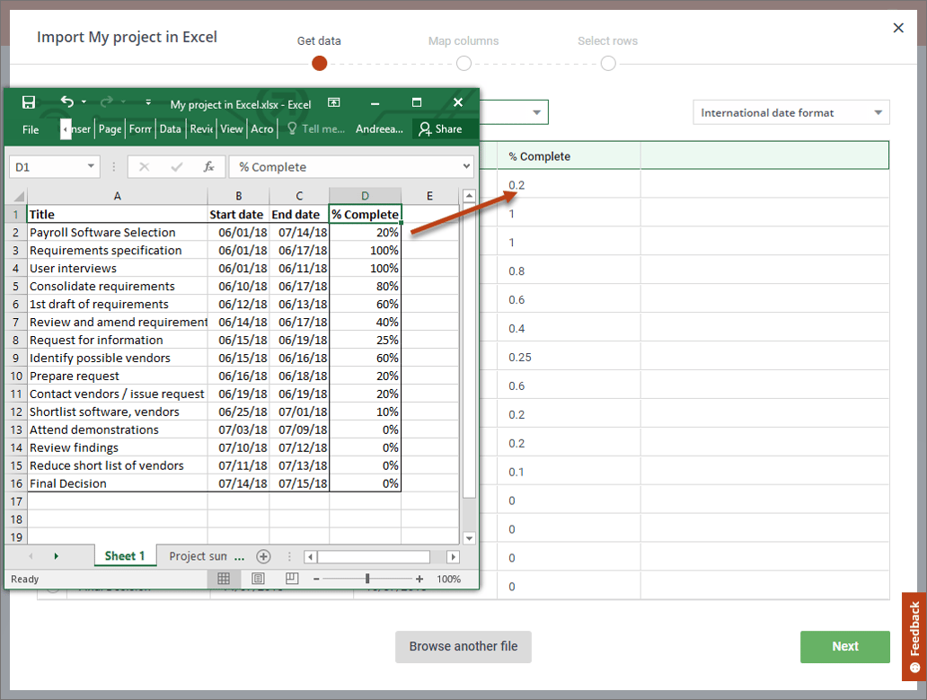 Excel Import: % Complete doesn’t import correctly
