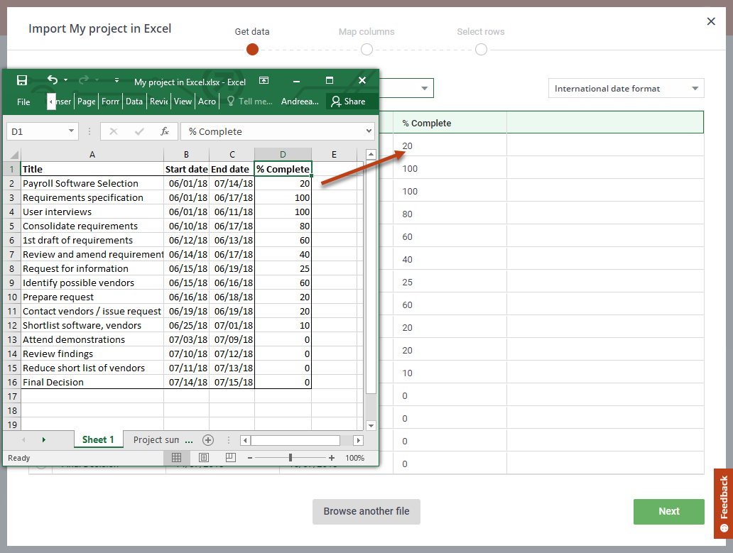 Excel Import: % Complete doesn’t import correctly