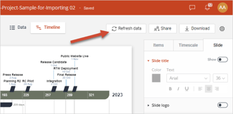 Refresh timeline data imported from Project