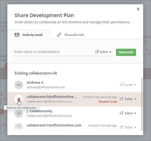 How to share and collaborate on a timeline