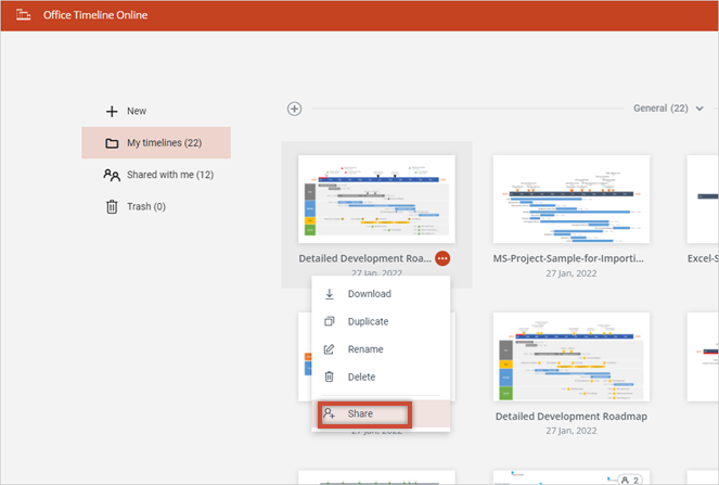 How to share and collaborate on a timeline
