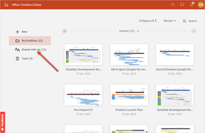 How to share and collaborate on a timeline