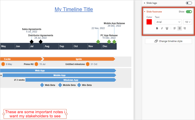How to add, adjust or hide slide logo, title and footnote