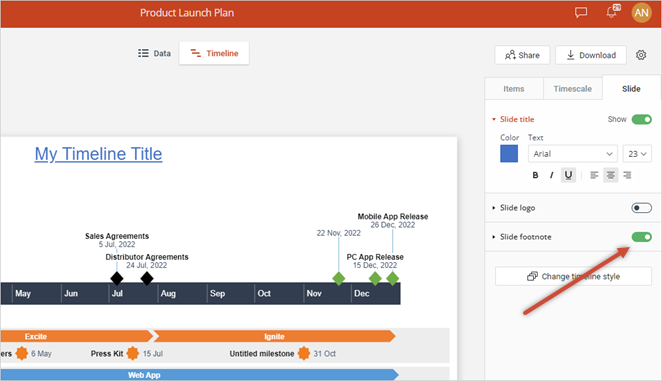 How to add, adjust or hide slide logo, title and footnote