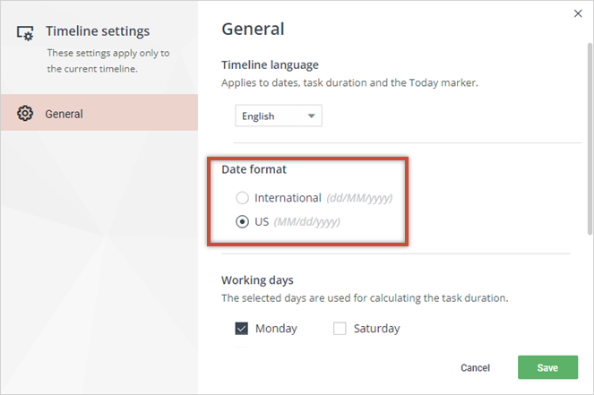 How to switch between US and International date formats