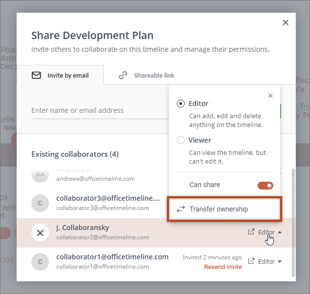 How to share and collaborate on a timeline
