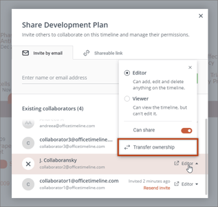How to share and collaborate on a timeline