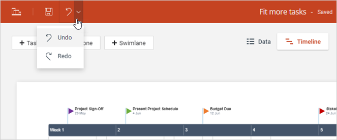 How do Undo and Redo work in Office Timeline Online?