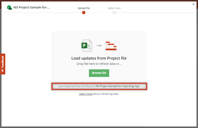 Refresh timeline data imported from Project